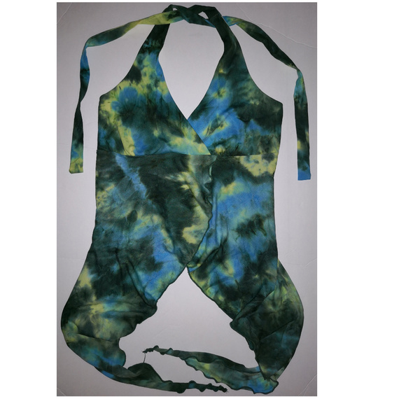 Wet Seal | Tops | Wet Seal Green Blue Tiedye Pattern Halter Top | Poshmark